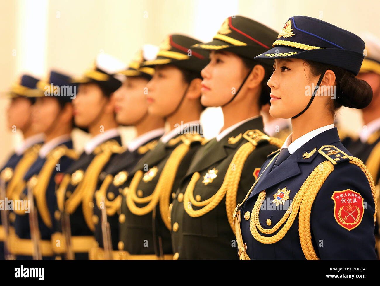 Beijing, CHINA, China. 12th Oct, 2014. Chinese soldiers perform honor ...