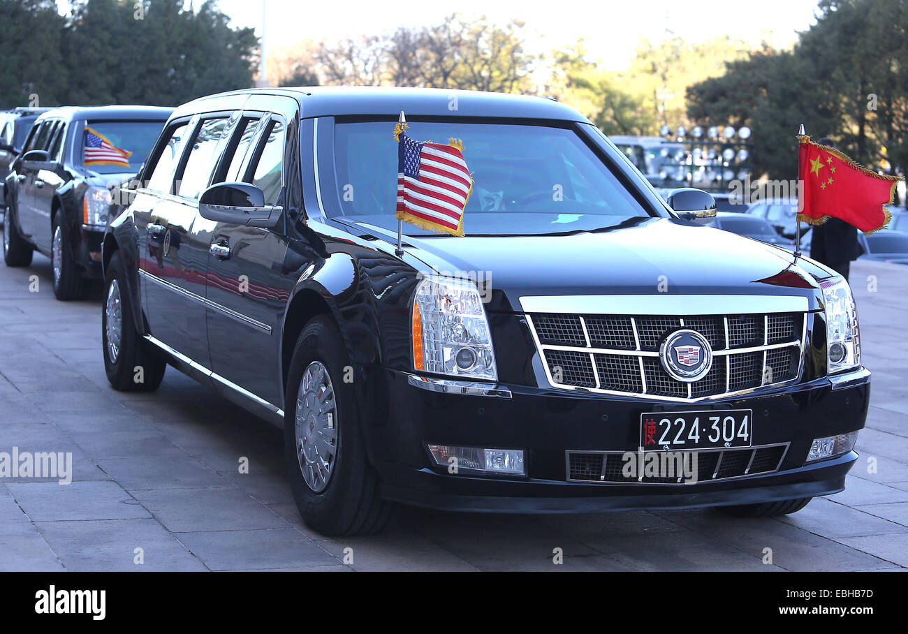 Beijing, CHINA, China. 12th Oct, 2014. The U.S. presidential motorcade ...