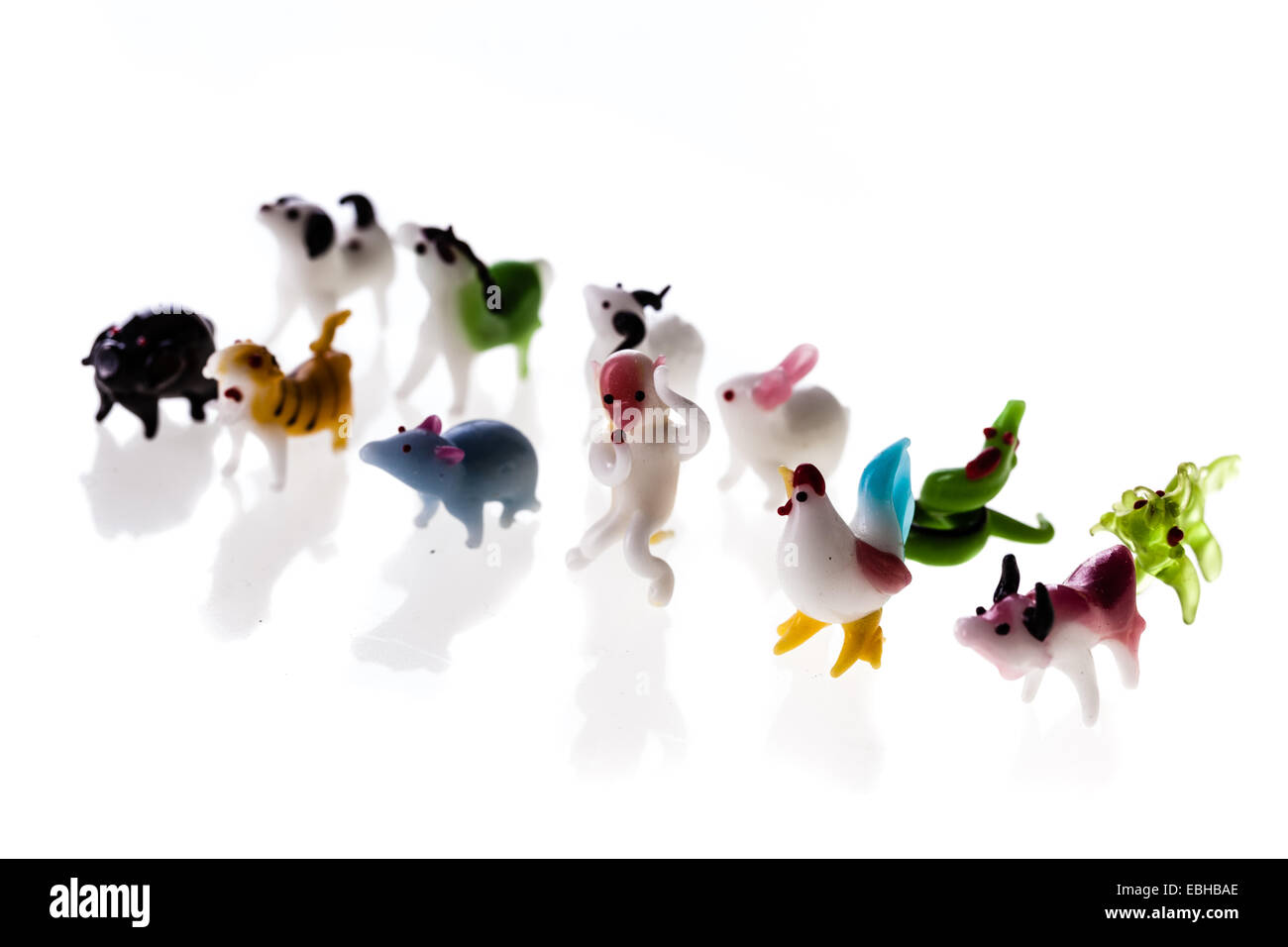 small glass sculptures representing the chinese zodiac signs isolated ...