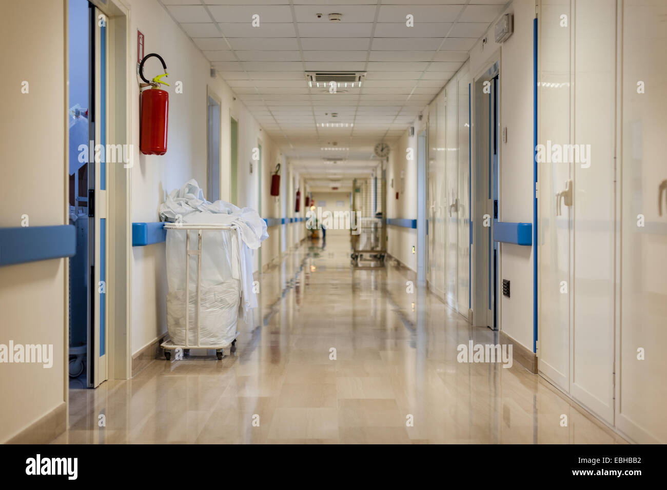 a clean and empty hospital corridor with nobody on sight Stock Photo ...