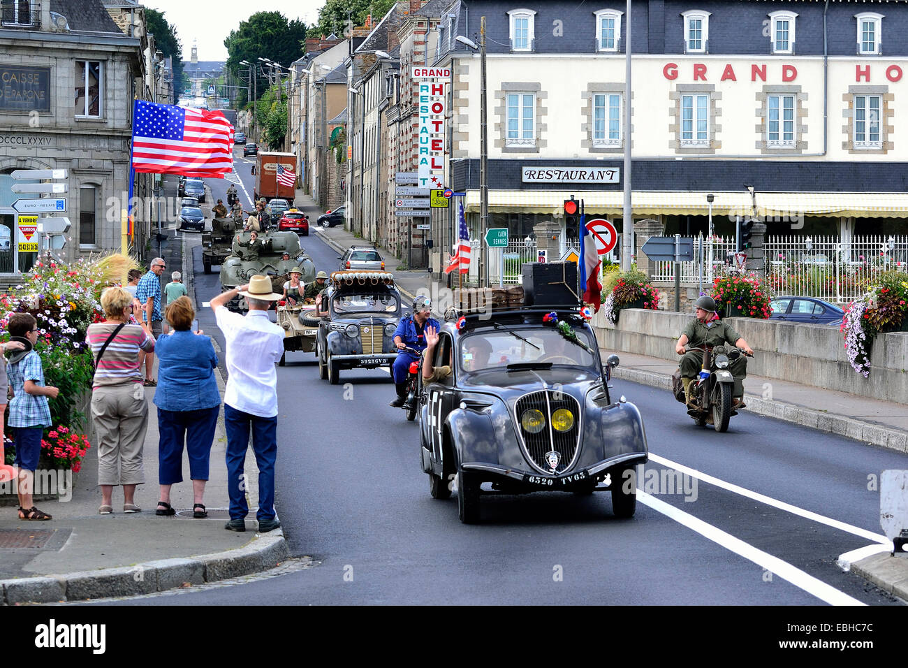 French and american war vehicles, 2nd World War, 70th anniversary of ...