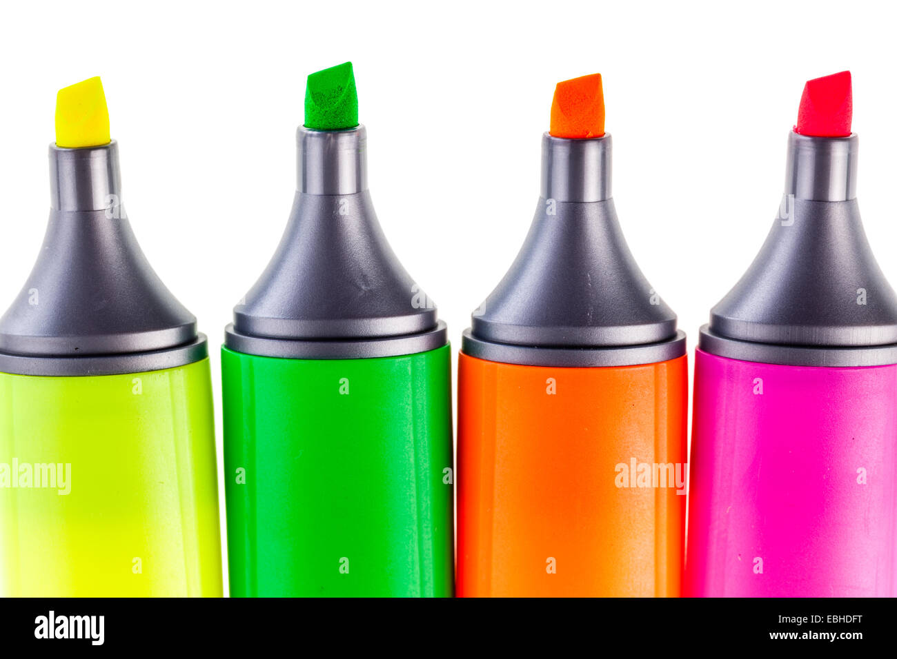 colorful highlighters or markers isolated over a white background Stock ...