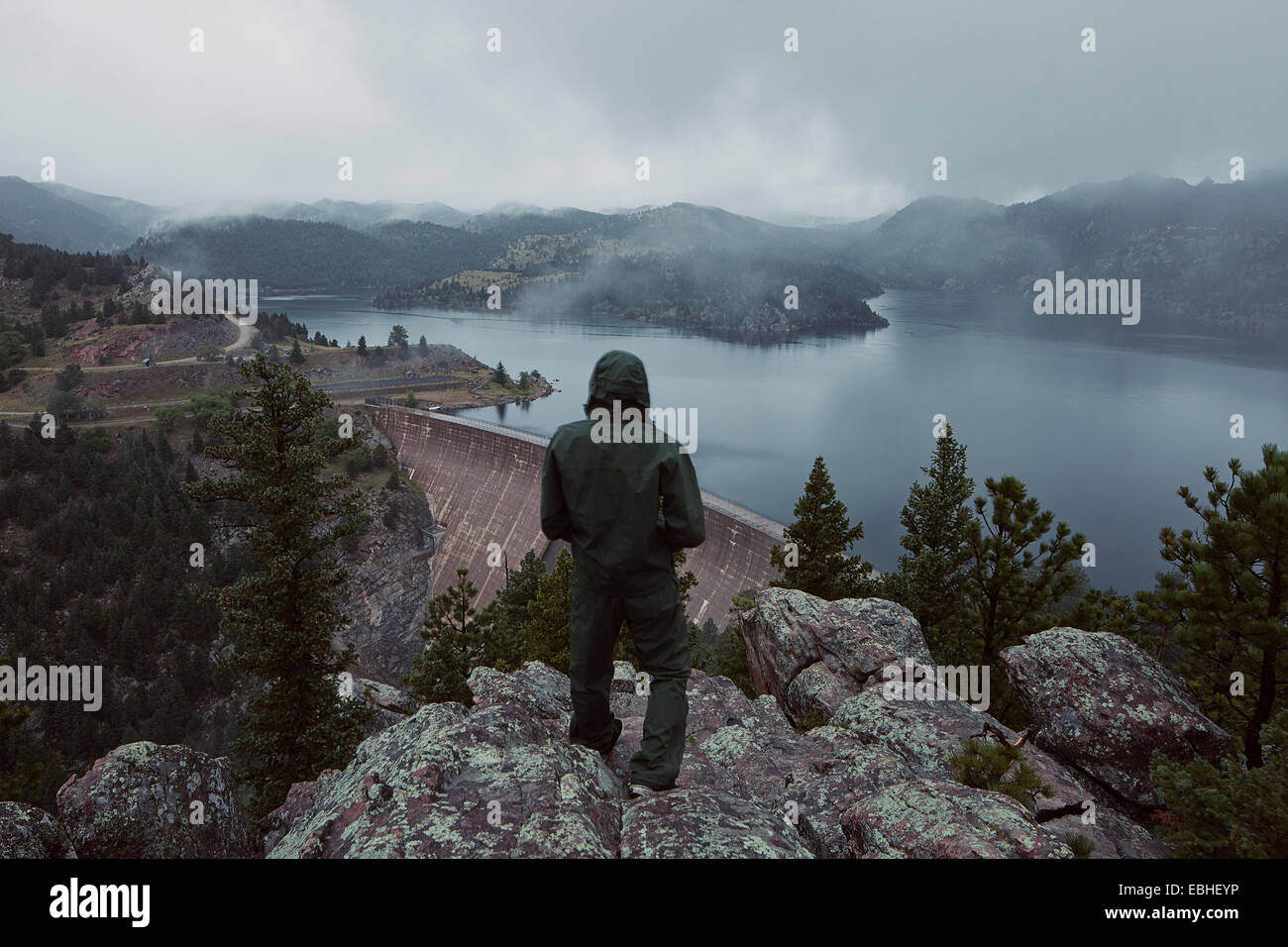 Man overlooking the Gross Dam in Colorado, USA Stock Photo - Alamy