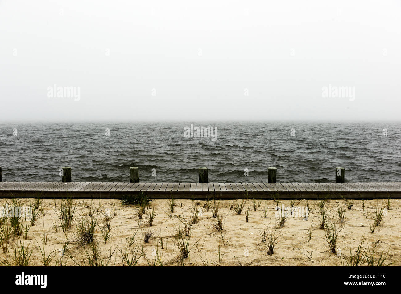 Beach, boardwalk and sea Stock Photo - Alamy