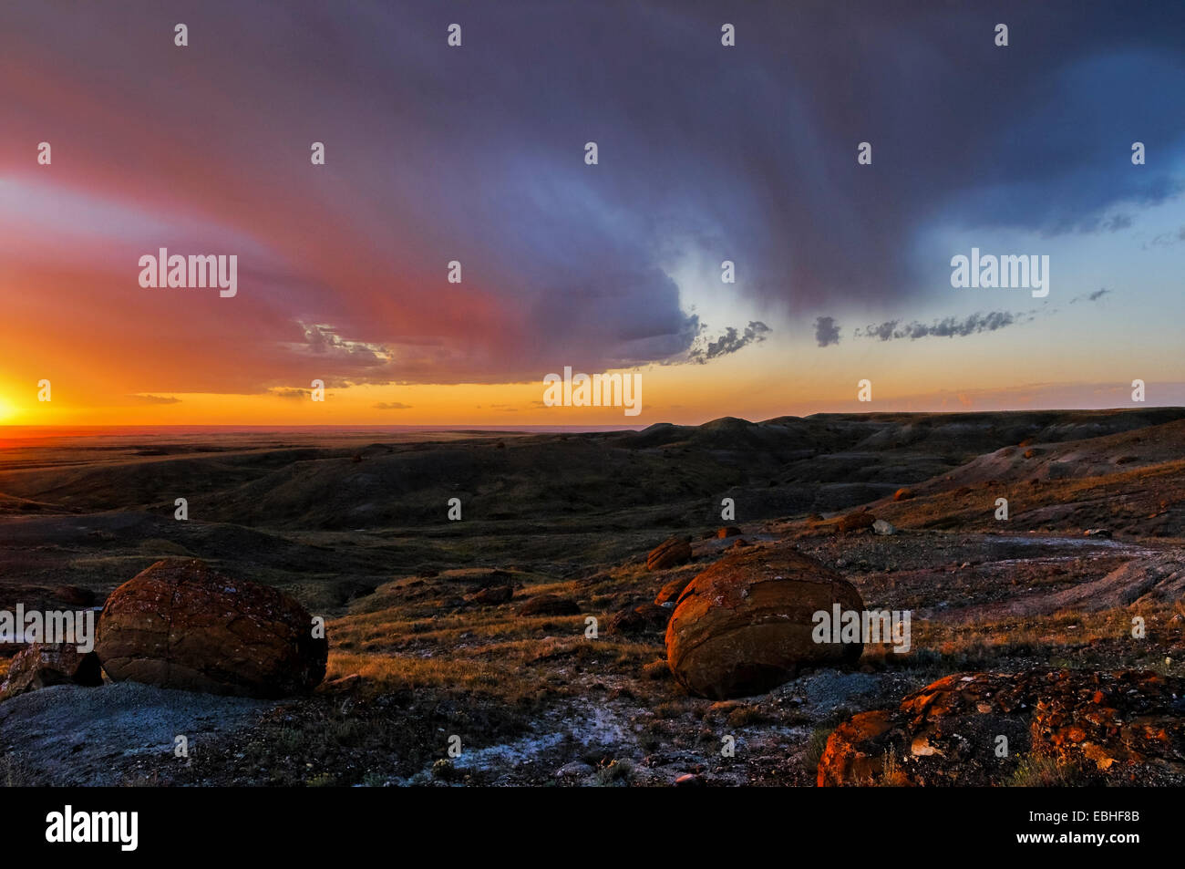 Large sandstone concretions, Red Rock Coulee Natural Area, Alberta ...