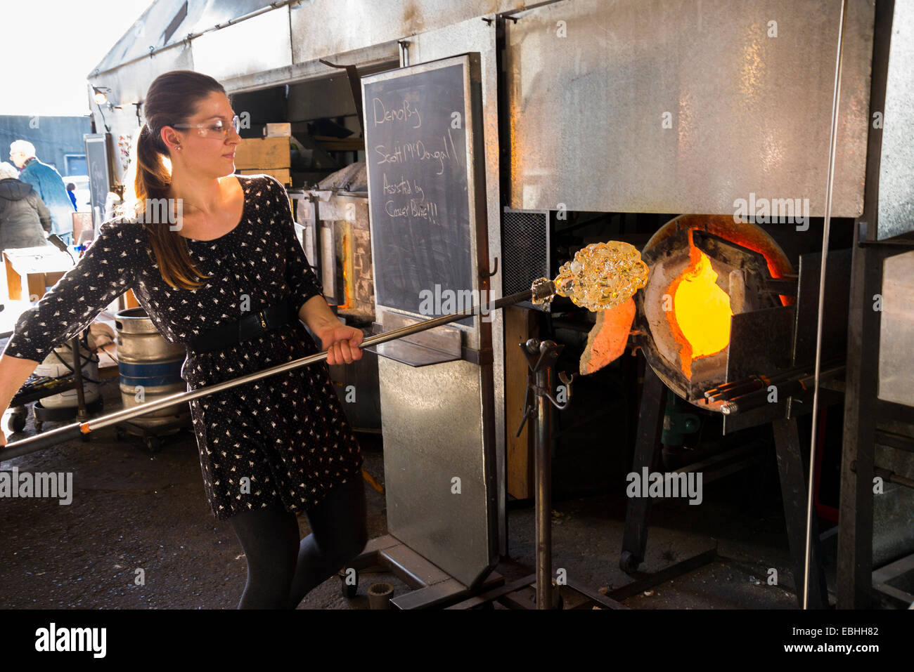 Glass making demo, the Mergatroid Building, 2014 Eastside Culture Crawl ...