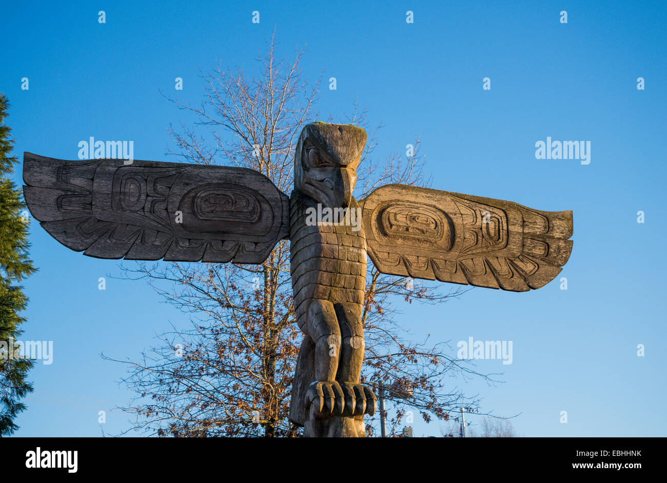 Totem pole with thunderbird, Slocan Park, Collingwood neighbourhood ...