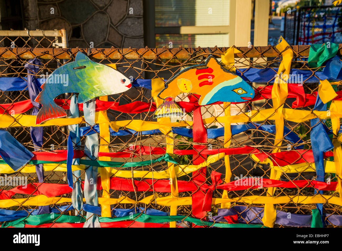 Salmon inspired art, Slocan Park, Collingwood neighbourhood, Vancouver ...