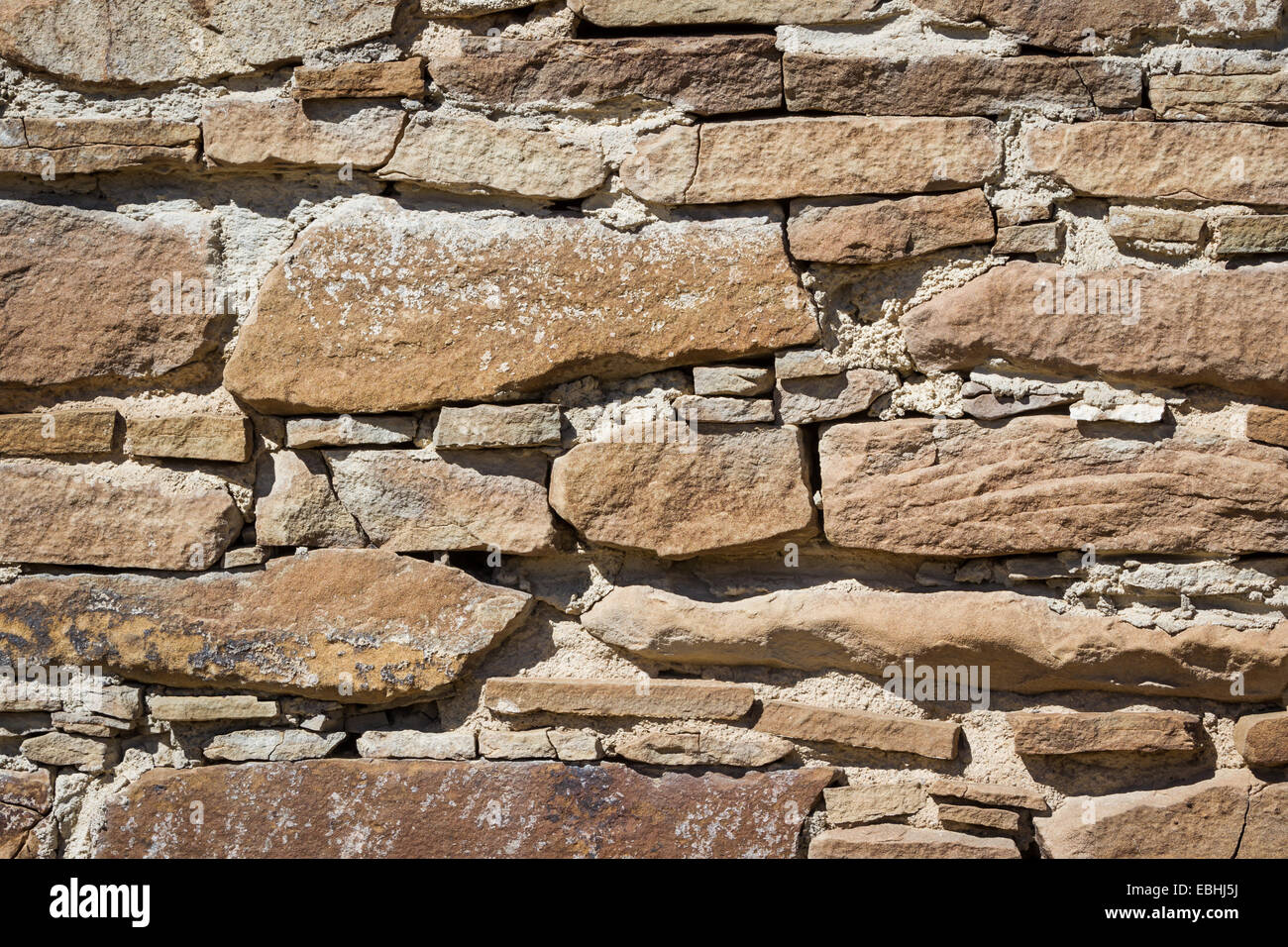 close up of an ancient stone wall in Chaco Canyon New Mexico Stock ...