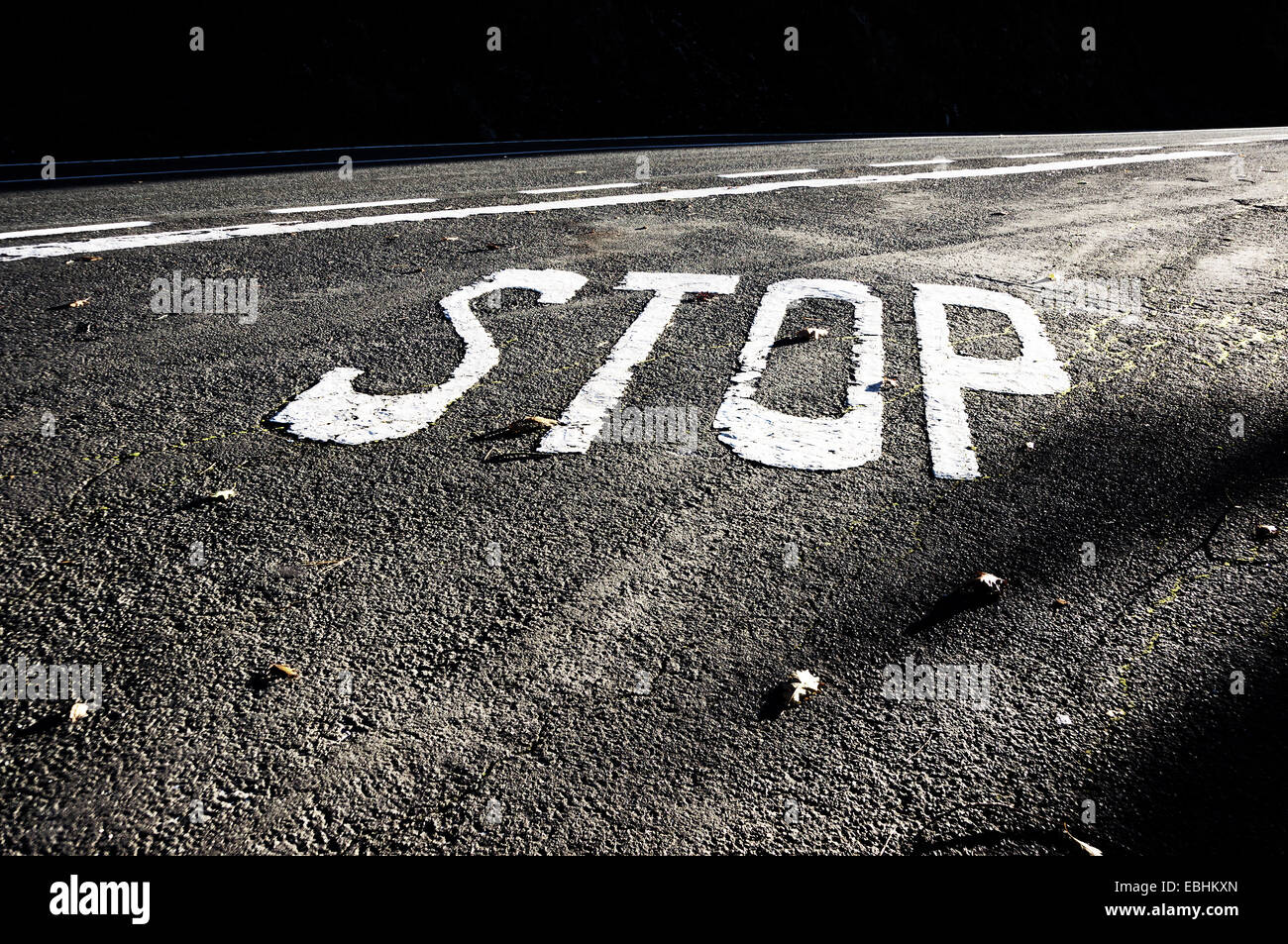 stop sign on the road Stock Photo - Alamy