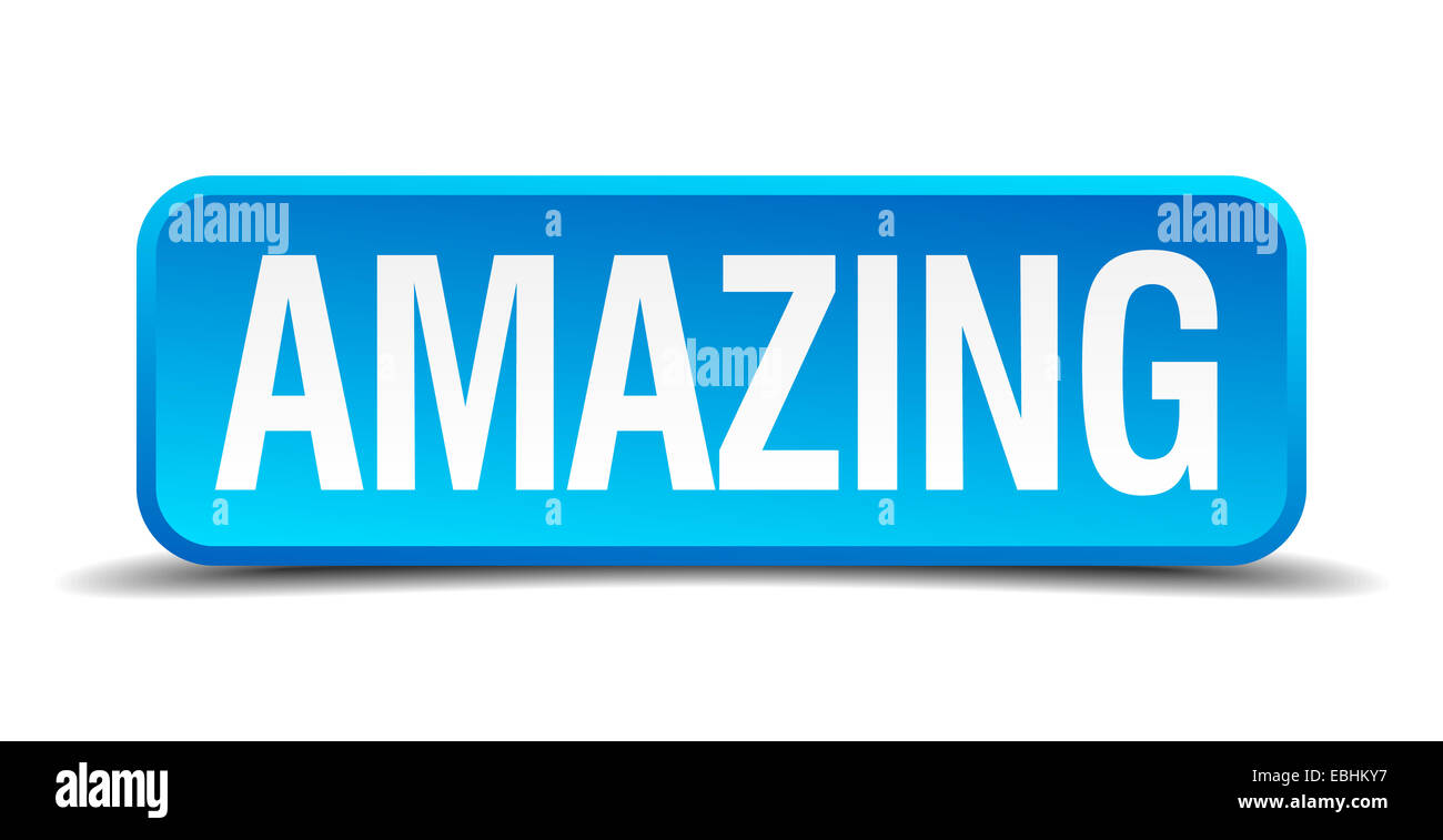 Amazing blue 3d realistic square isolated button Stock Photo - Alamy