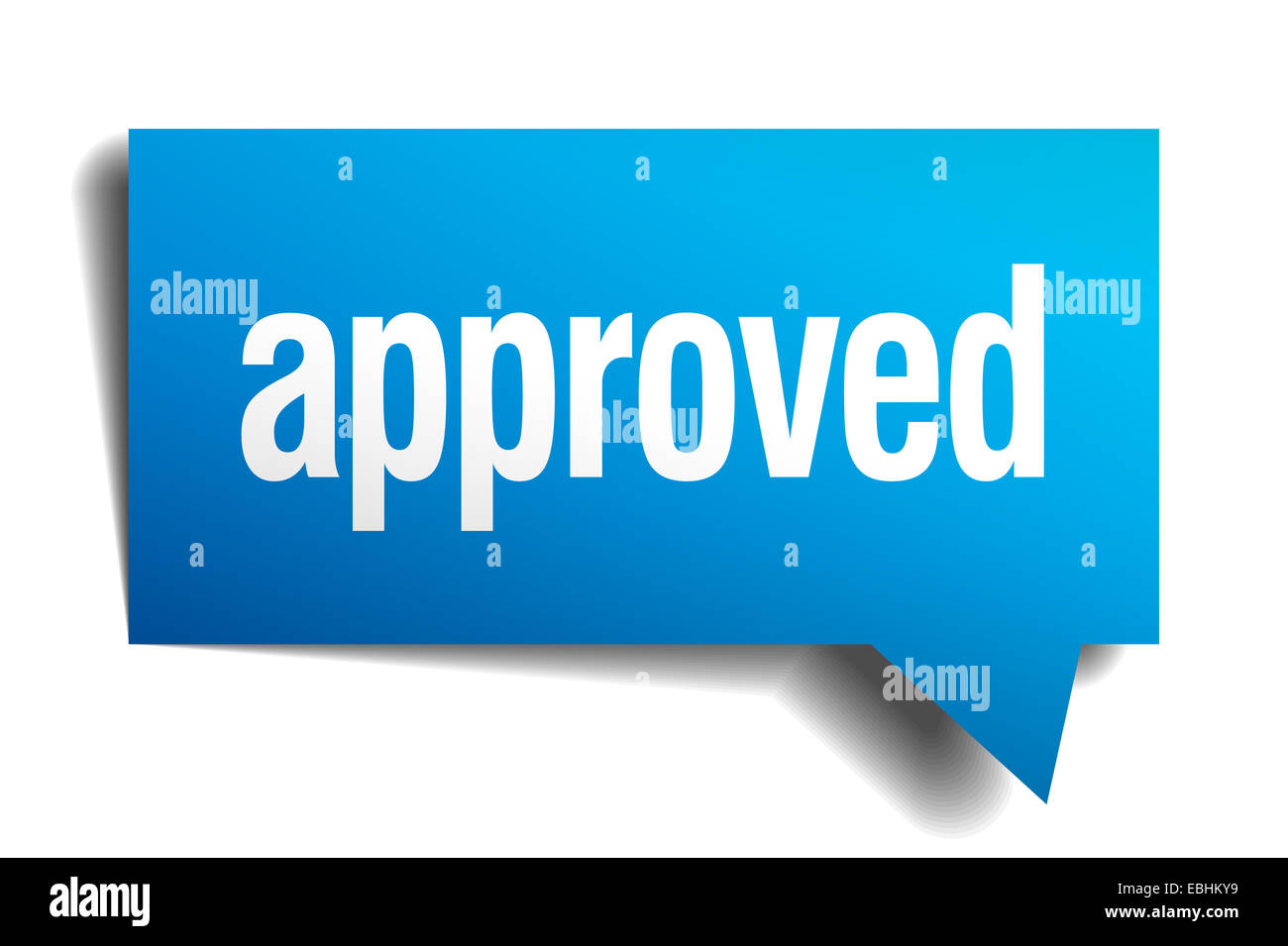 approved blue 3d realistic paper speech bubble Stock Photo - Alamy