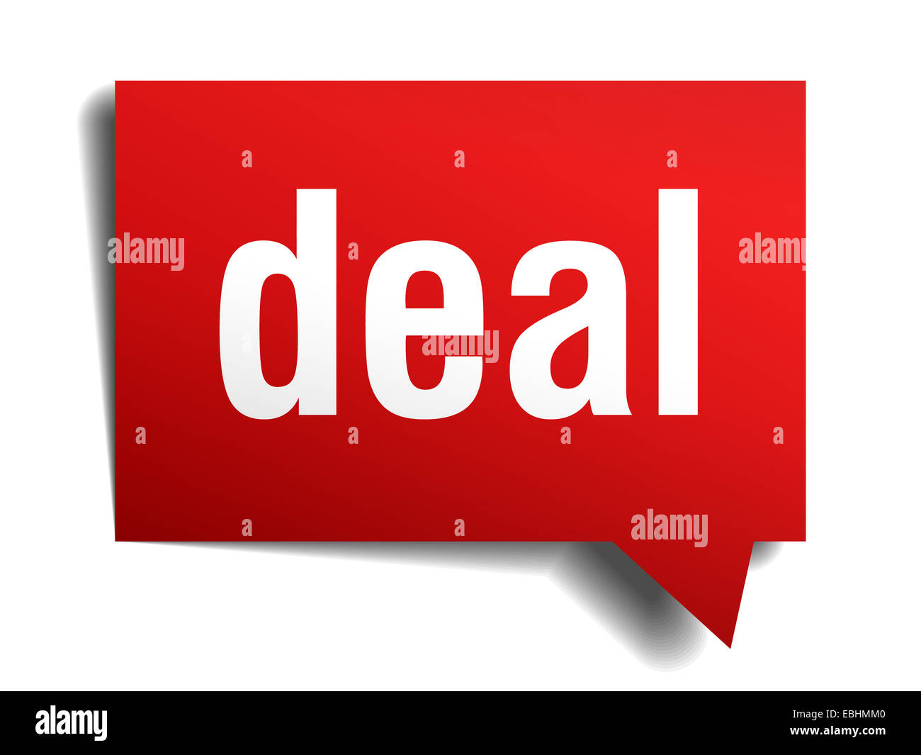 Deal red 3d realistic paper speech bubble isolated on white Stock Photo ...