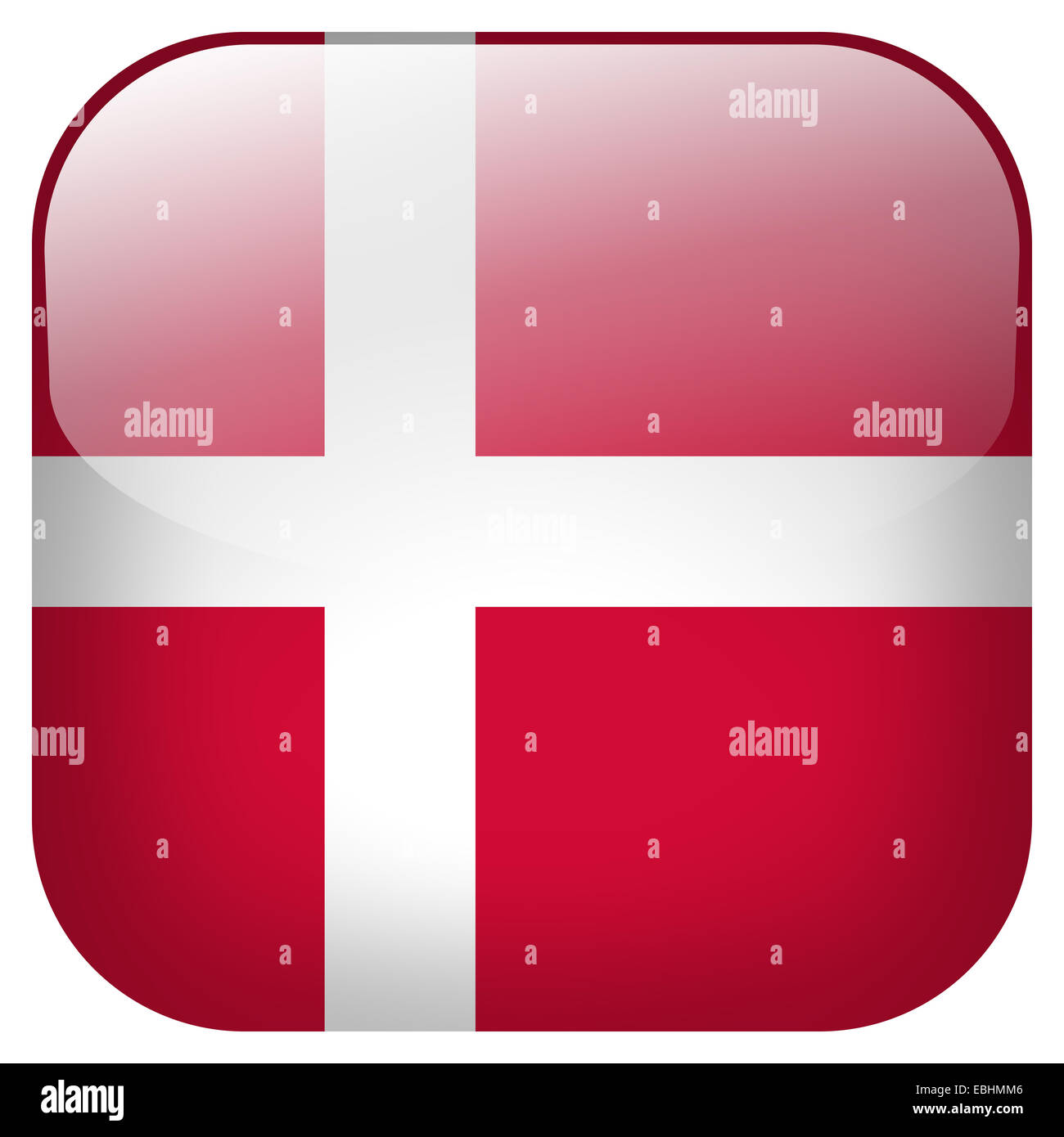 Denmark national flag square button isolated on white background Stock ...