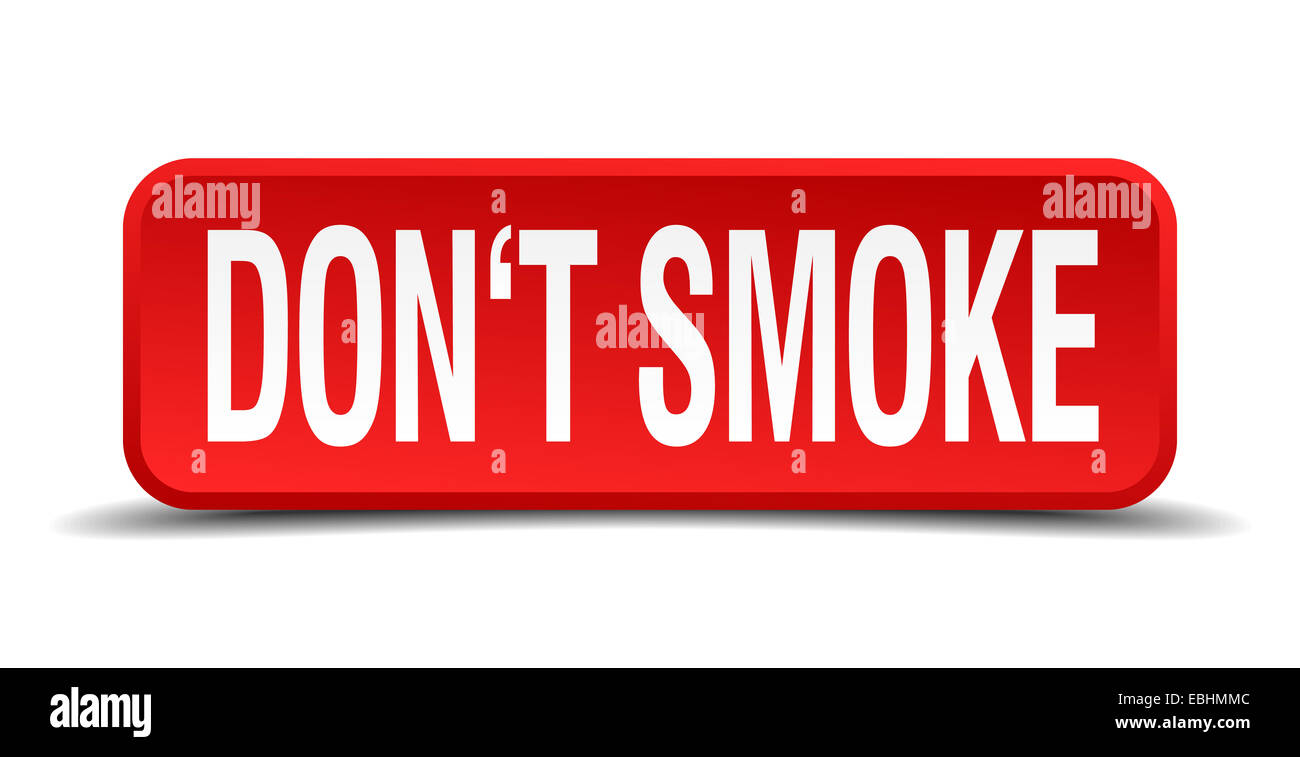 Dont smoke red 3d square button isolated on white background Stock ...