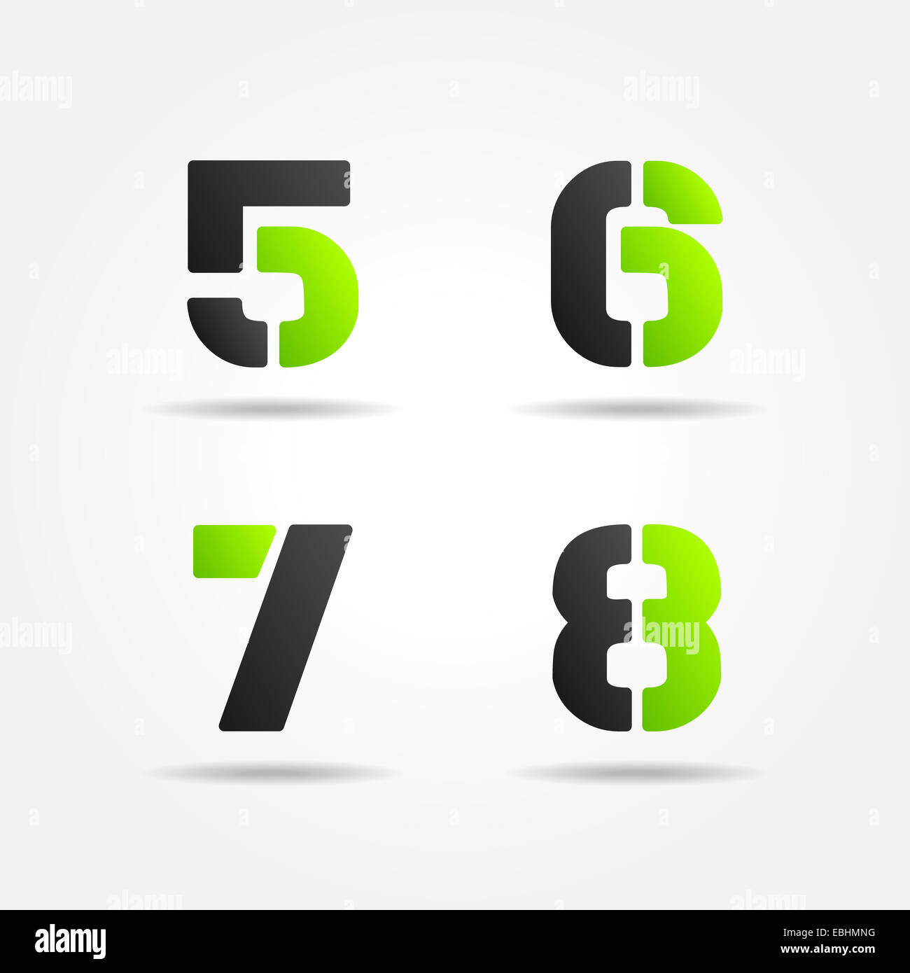 5678 3d green stencil numbers Stock Photo - Alamy