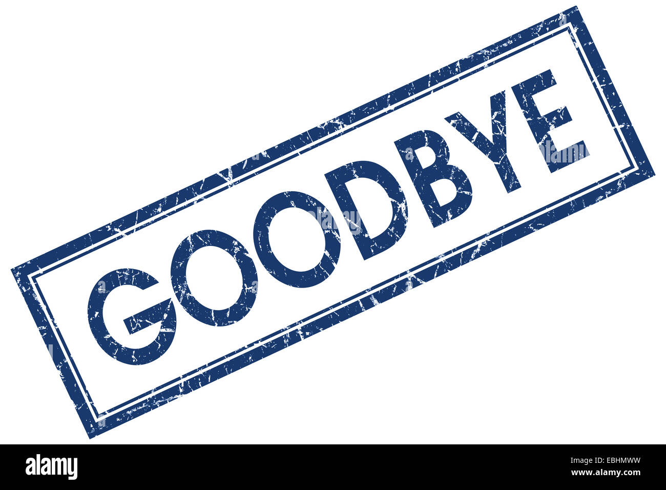 goodbye blue square stamp isolated on white background Stock Photo - Alamy