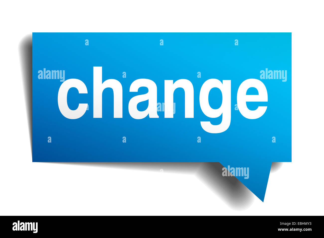 Change blue 3d realistic paper speech bubble isolated on white Stock ...
