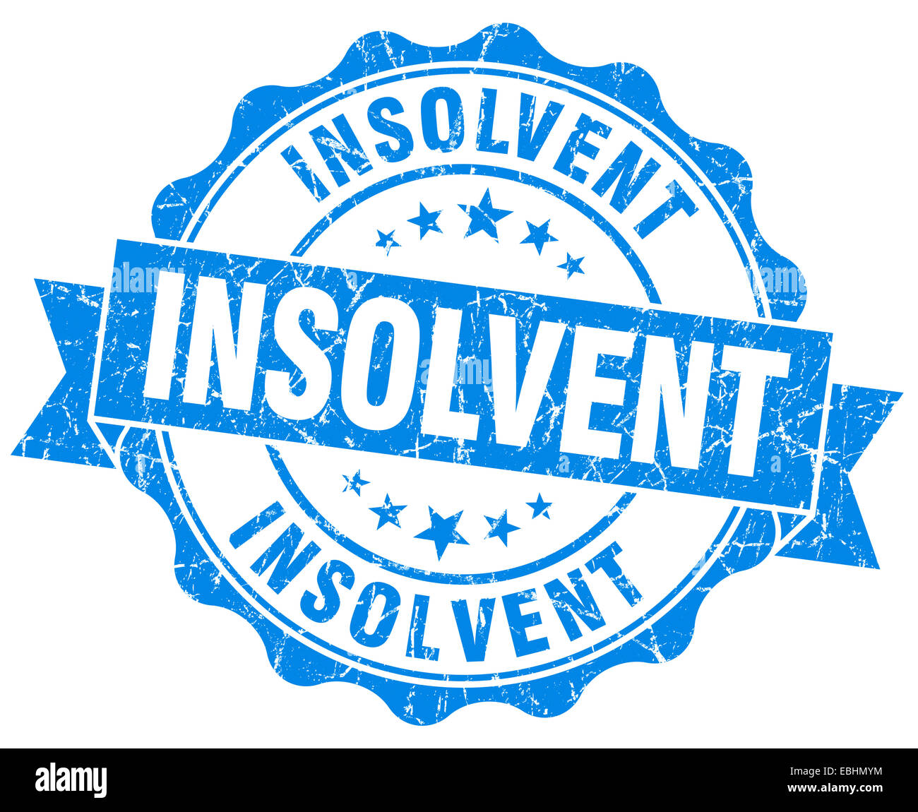 Insolvent blue grunge seal isolated on white background Stock Photo - Alamy