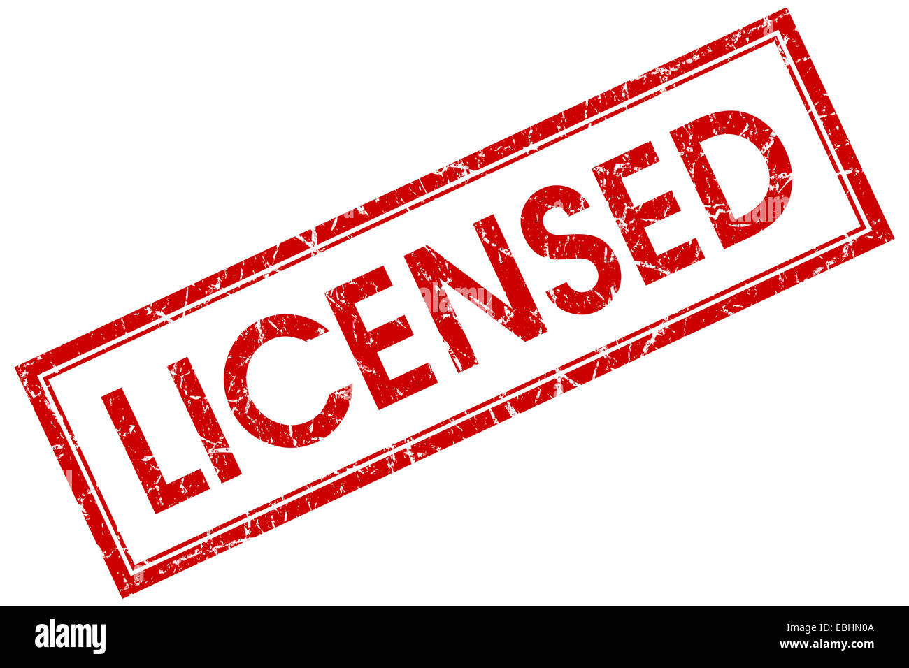 licensed red square stamp isolated on white background Stock Photo - Alamy
