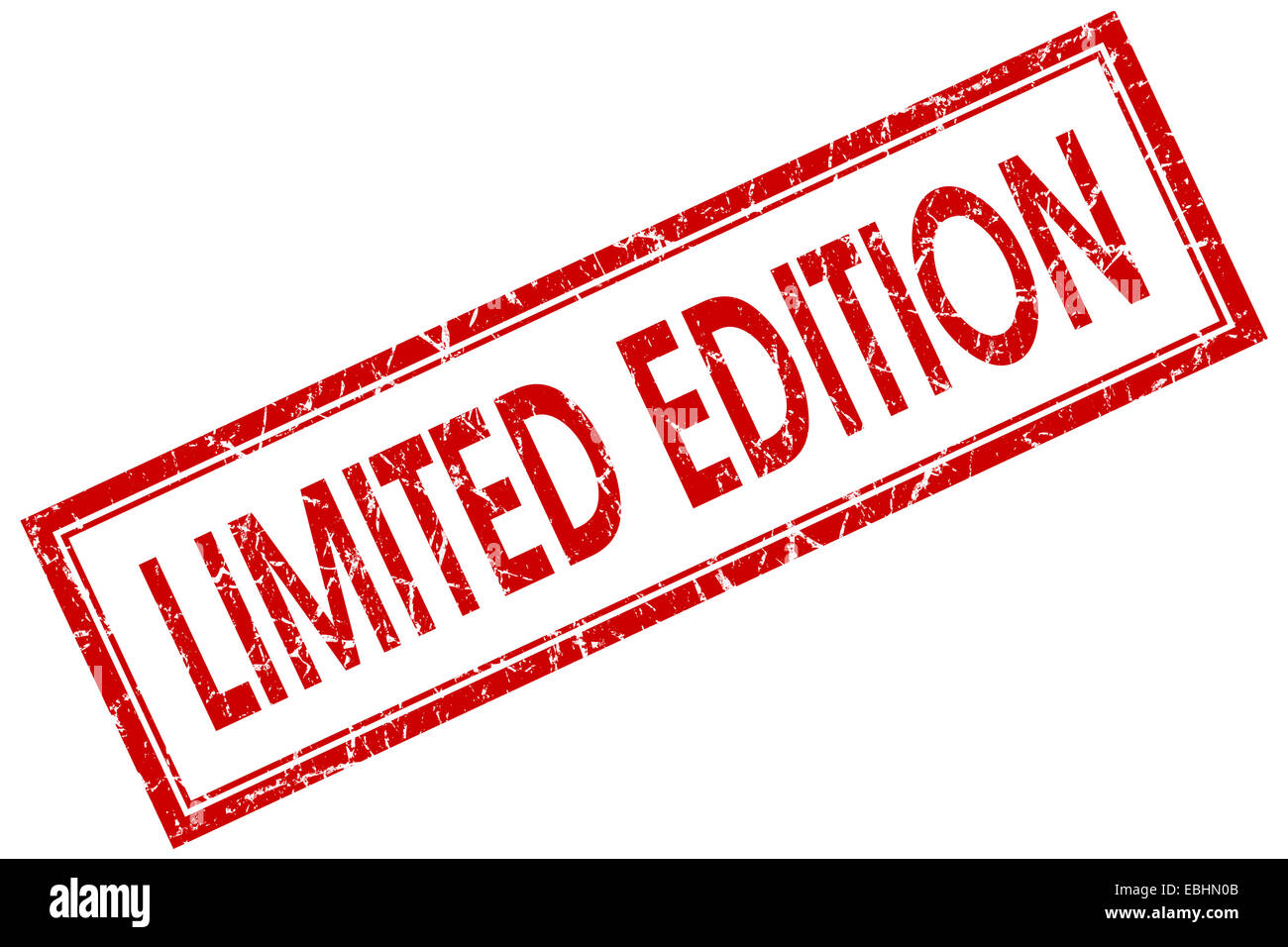 Limited edition red square grungy stamp isolated on white background ...