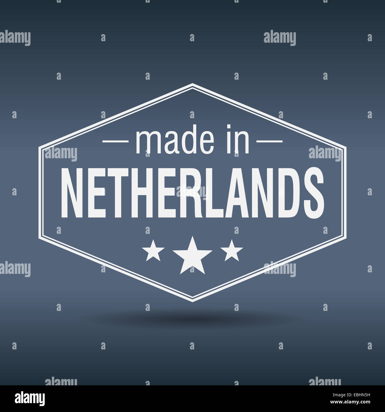 made in Netherlands hexagonal white vintage label Stock Photo - Alamy