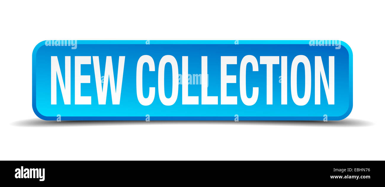 new collection blue 3d realistic square isolated button Stock Photo - Alamy