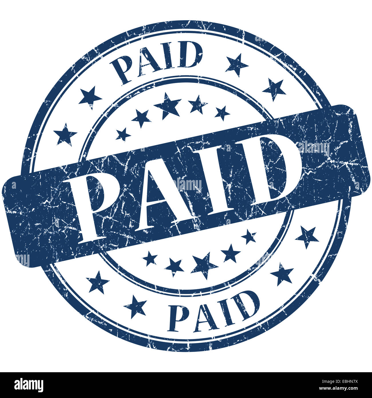 Paid grunge blue round stamp Stock Photo - Alamy