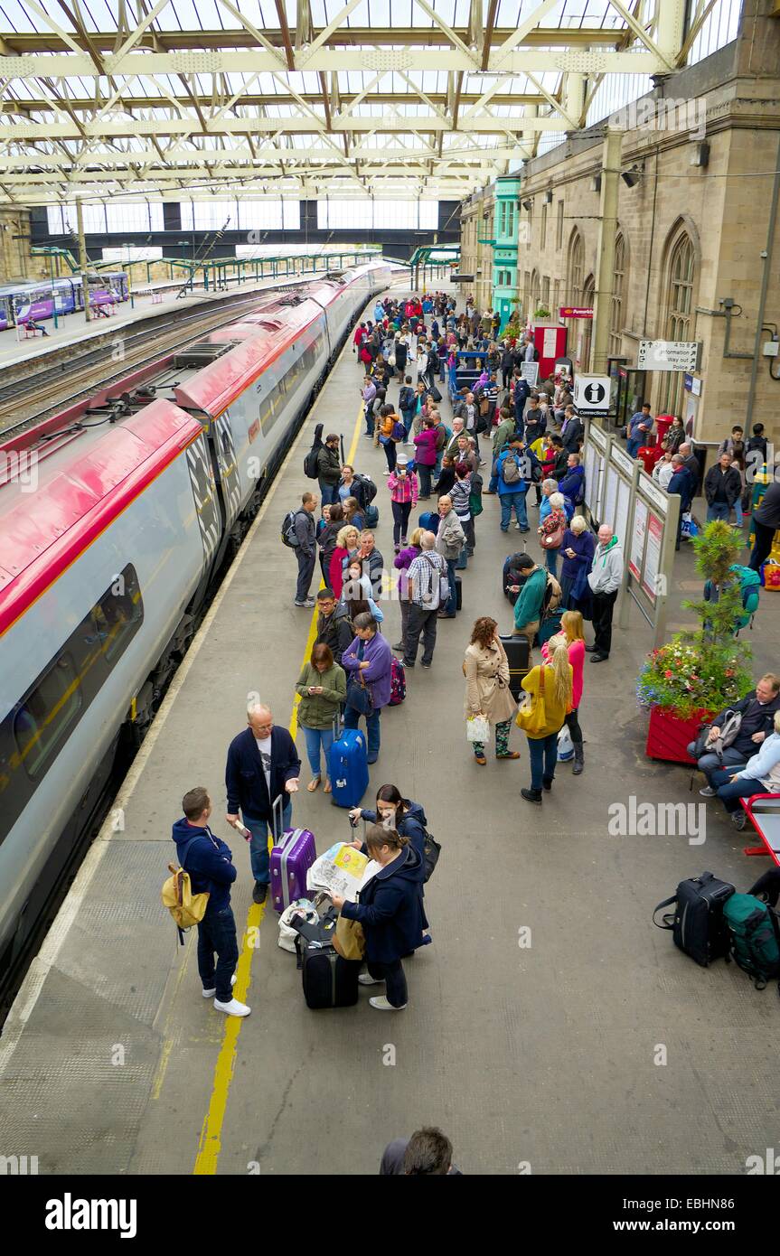Passengers on platform. Carlisle Railway Station Carlisle Cumbria ...
