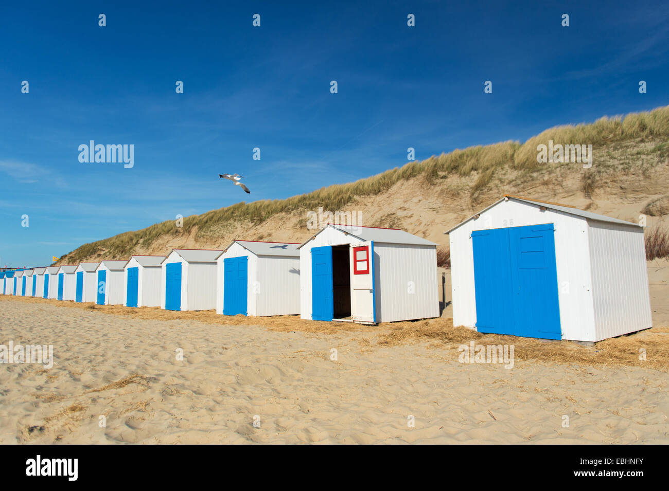 Row white beach cabins hi-res stock photography and images - Alamy