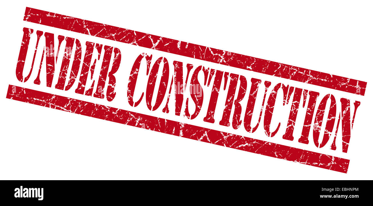 under construction red square grunge textured isolated stamp Stock ...