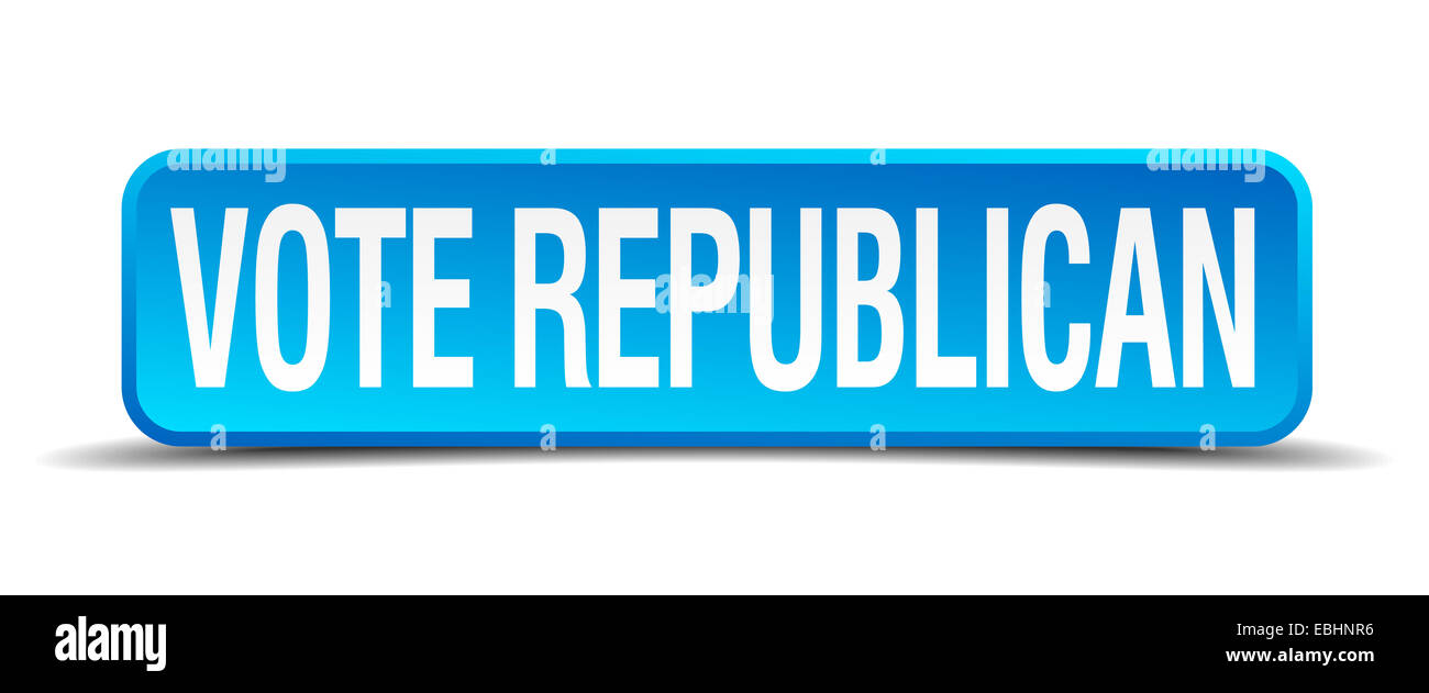 Vote republican blue 3d realistic square isolated button Stock Photo ...