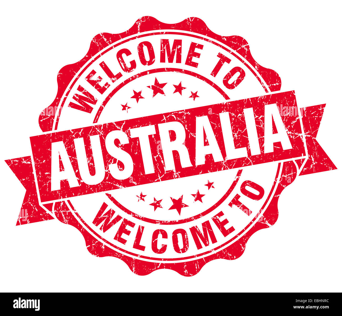 Welcome to Australia red grungy vintage isolated seal Stock Photo - Alamy
