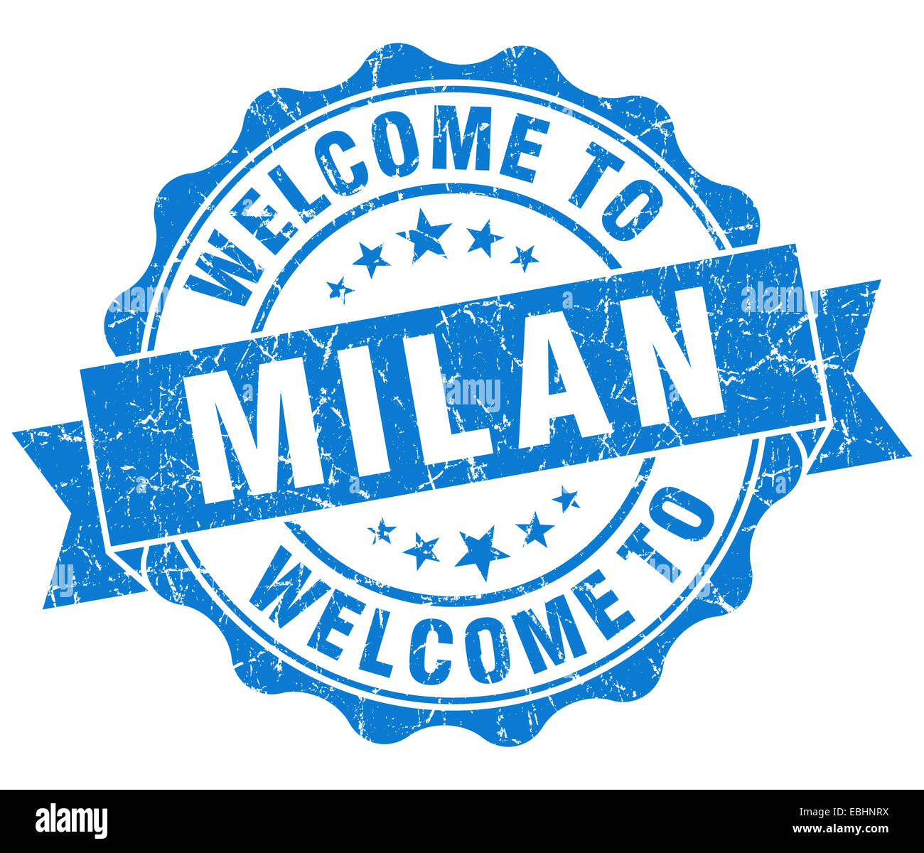welcome to Milan blue vintage isolated seal Stock Photo - Alamy