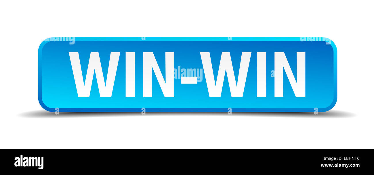 Win-Win blue 3d realistic square isolated button Stock Photo - Alamy