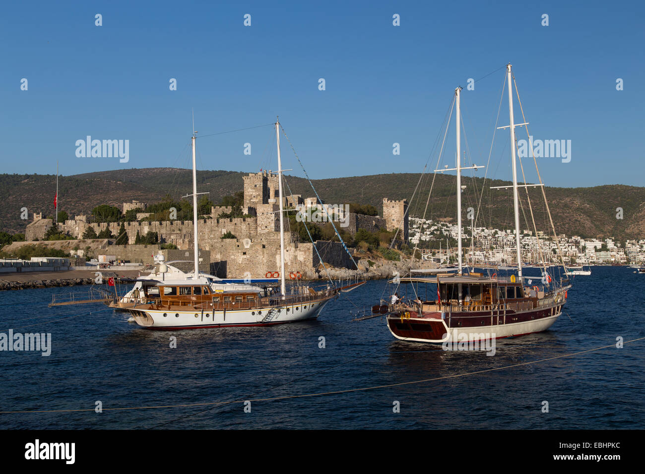 Sailboats front Bodrum Castle Aegean Turkey Stock Photo - Alamy