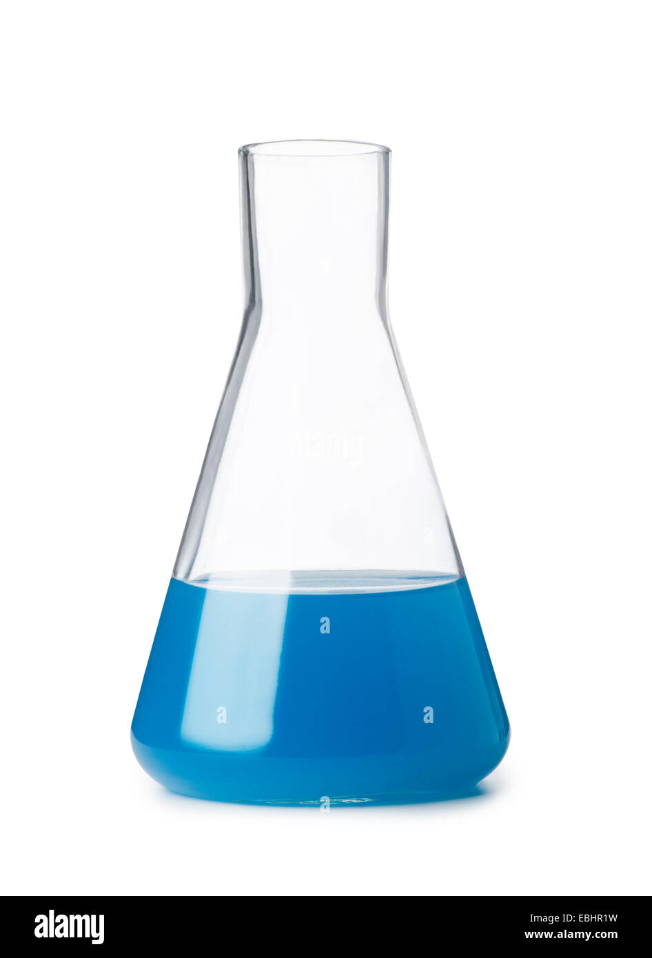 Beakers with blue water on a white background Stock Photo - Alamy
