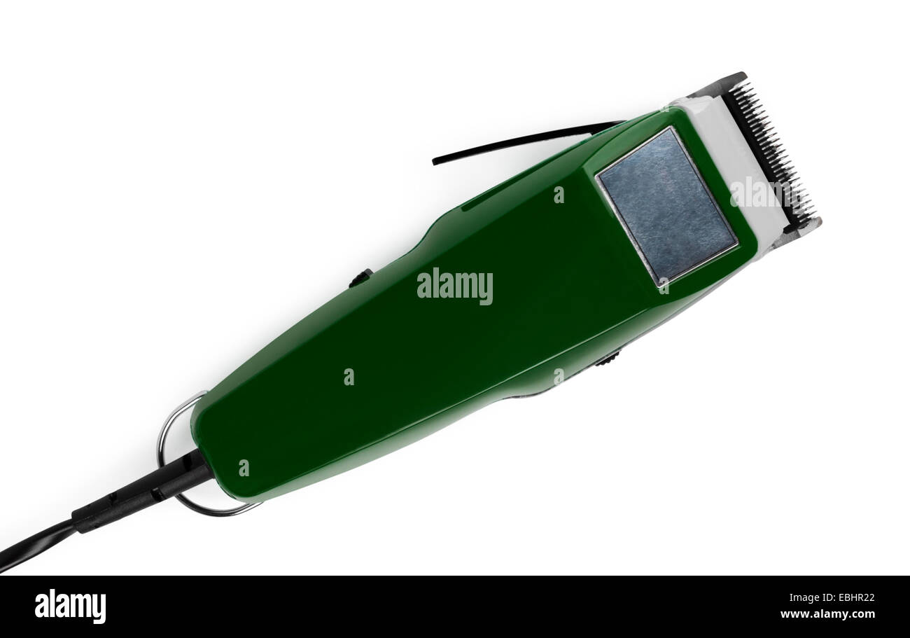 Green hairclipper on a white background Stock Photo - Alamy