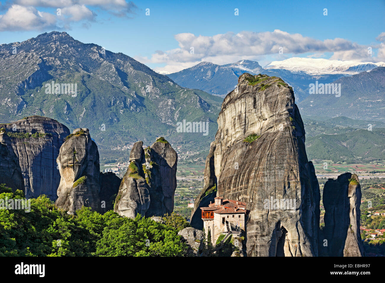 The Roussanou Monastery in the Meteora Monastery complex in Greece is ...