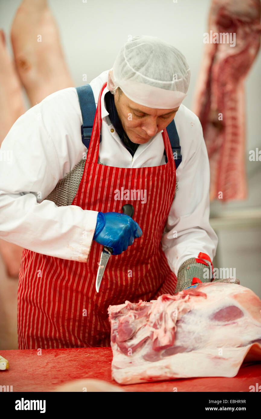 Butchers at work in a meat processing factory Stock Photo - Alamy