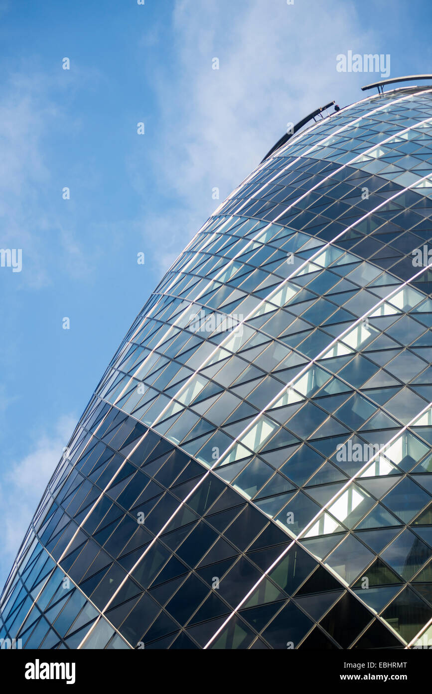 Detail of the 30 St Mary Axe building in the City of London, England ...
