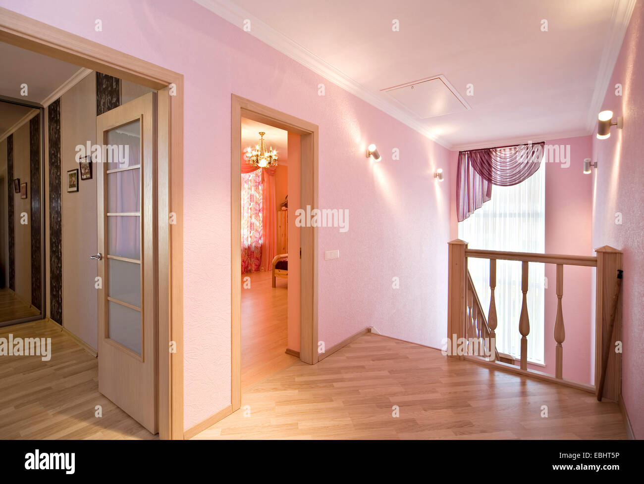 Interior. Hall in house. Wooden, modern vestibule Stock Photo - Alamy