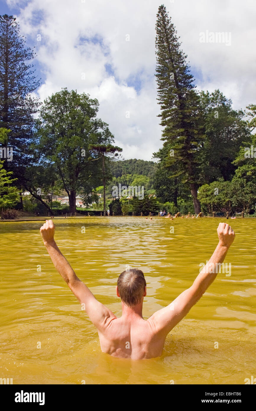 Man having a bath in the hot spring that is said to be The Fountain of ...