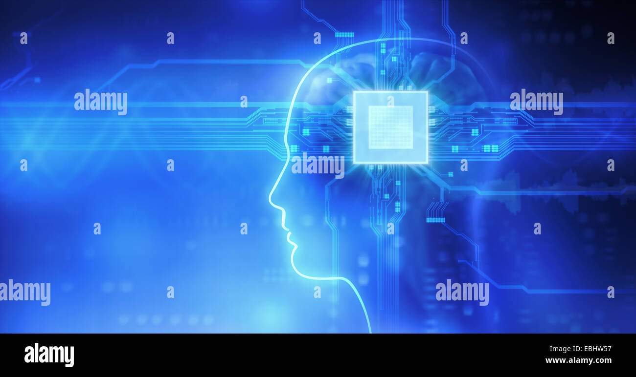Computer microchip in the human head Stock Photo - Alamy