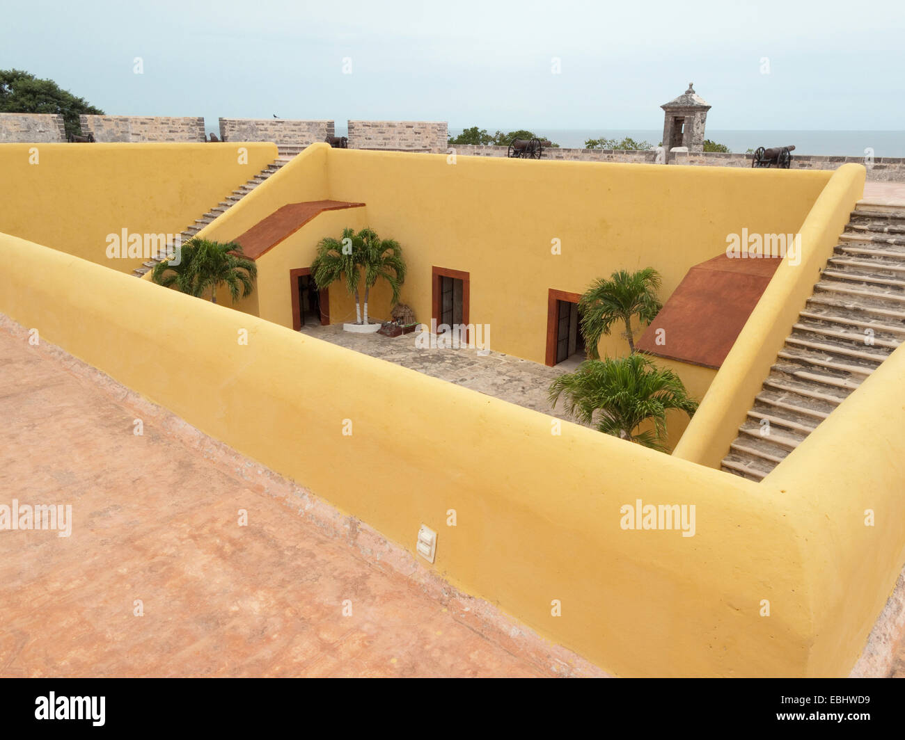 View of the interior of the Fort of San Miguel, Campeche, Mexico taken ...
