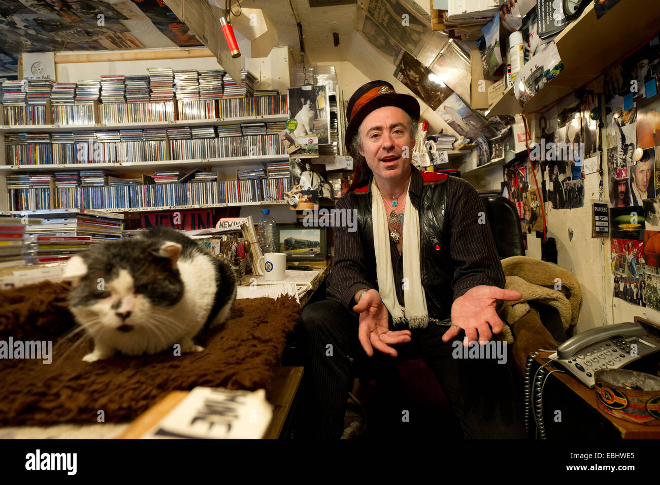 Matt the hat in his record shop in Barnstaple England Stock Photo - Alamy