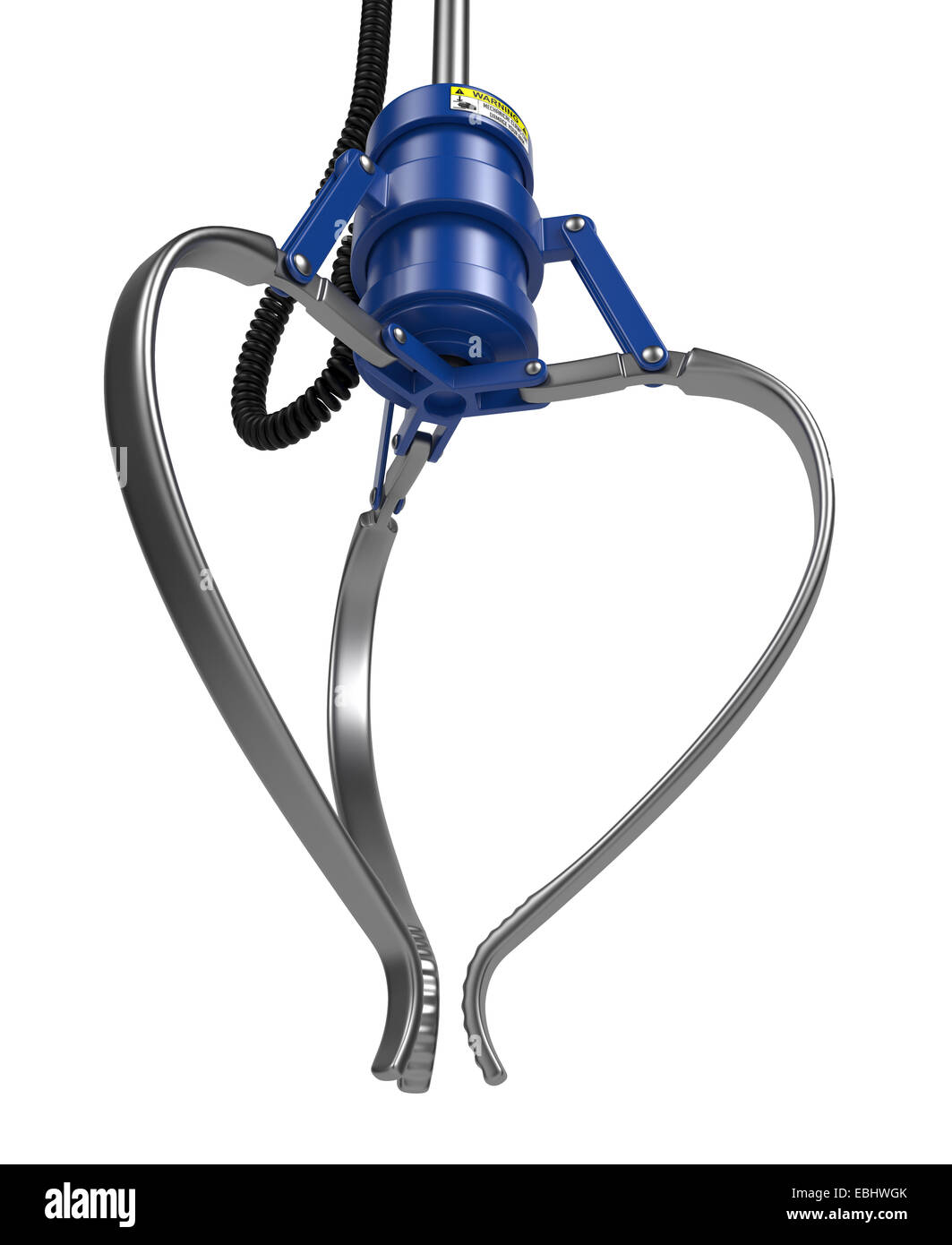 Closed Metal Robotic Claw in Blue Color Isolated on White Background ...