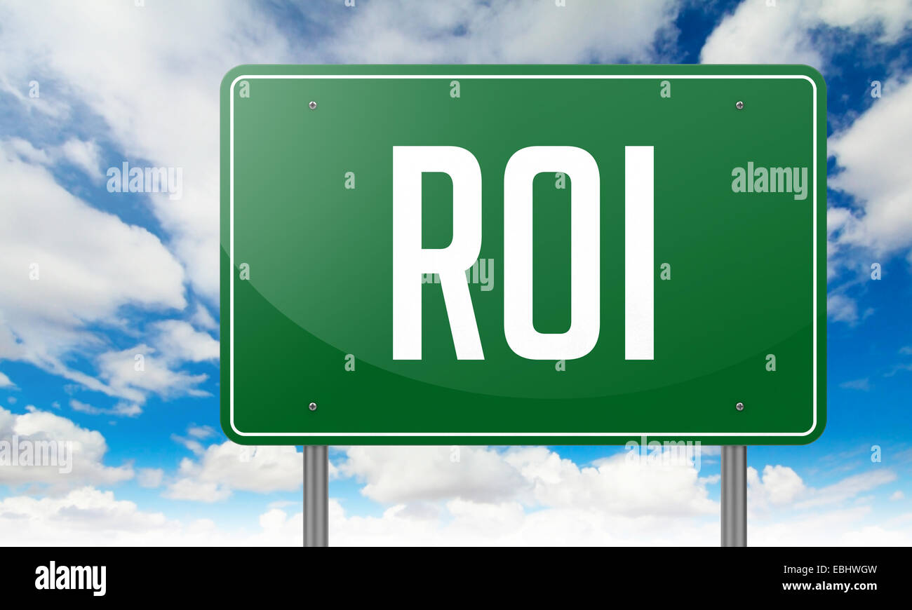 Highway Signpost with ROI wording on Sky Background Stock Photo - Alamy