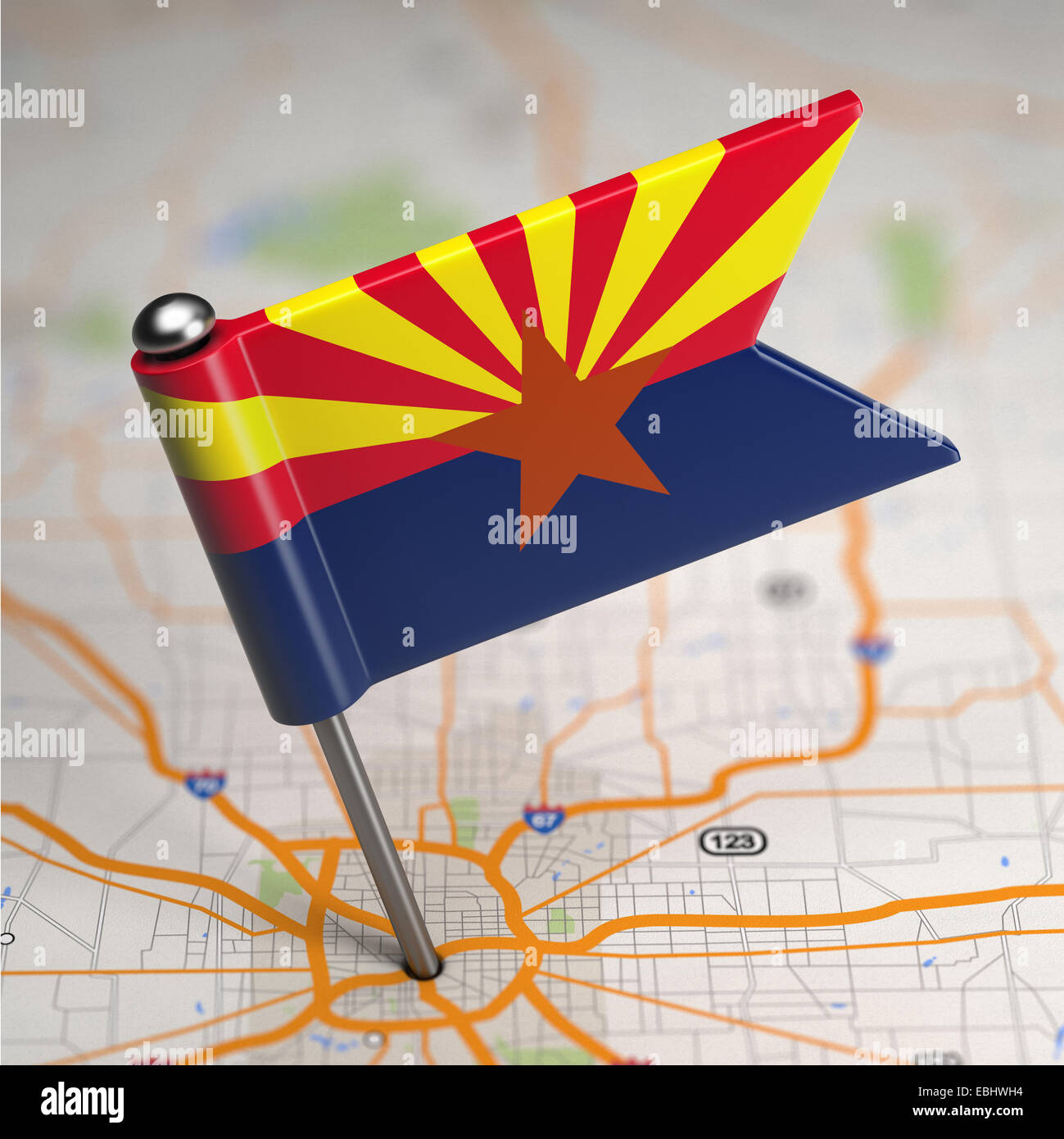 Small Flag of Arizona on a Map Background with Selective Focus Stock ...
