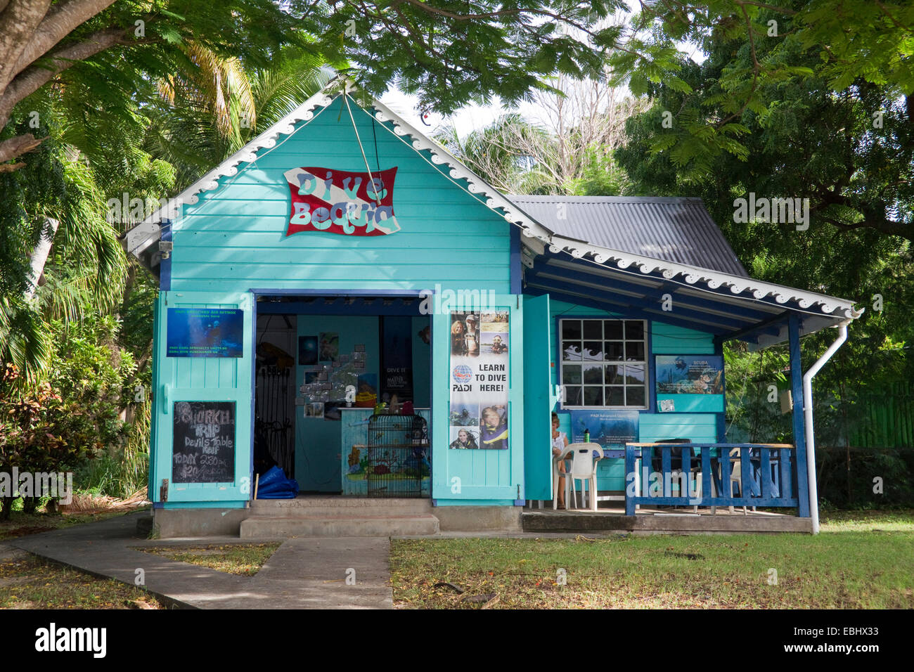 Diving hut Bequia island St. Vincent and the Crenadines Caribbean Stock ...